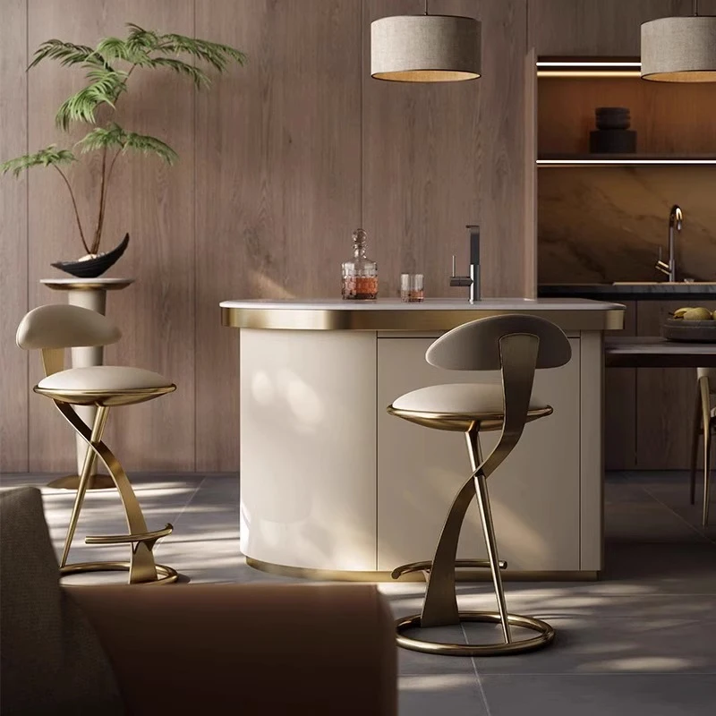 Luxury Golden Metal Retro-Style Swivel Bar Stool for Dining Swivel Bar ...