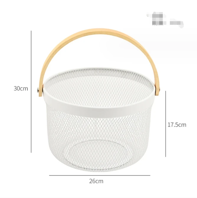 Wooden Handle Fruit Storage Basket Vegetables Remote Control Storage ...