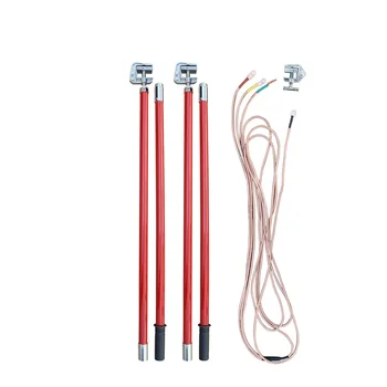 High Voltage Copper Earth Wire Earthing Clamp Set With Grounding Rods ...