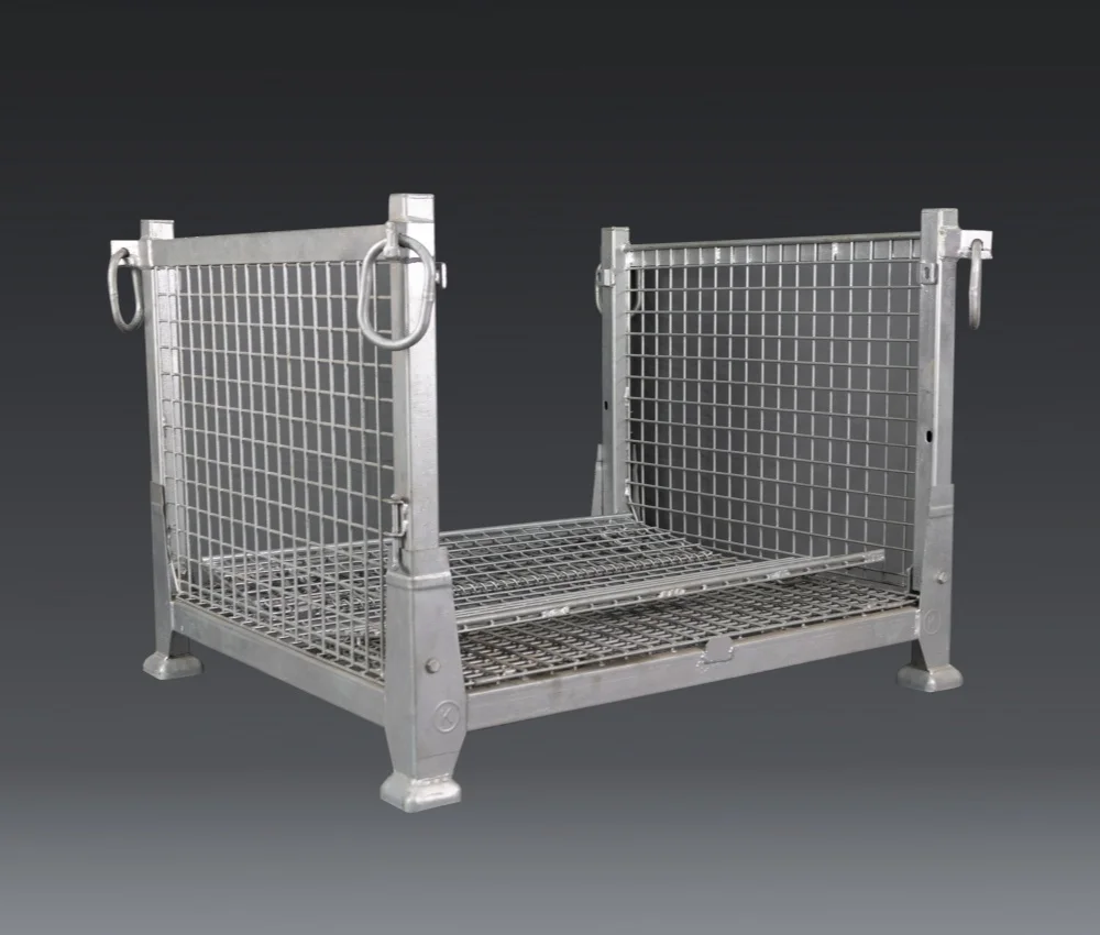 Heavy Duty Foldable Collapsible Wire Container Durable Hanger Pallet ...