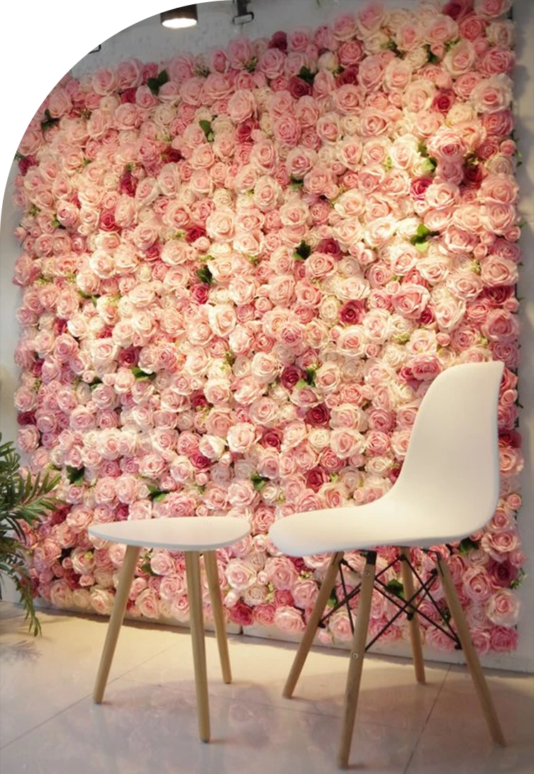 Custom 3D 5D Artificial Silk Rose Peony Flower Wall Backdrop for ...