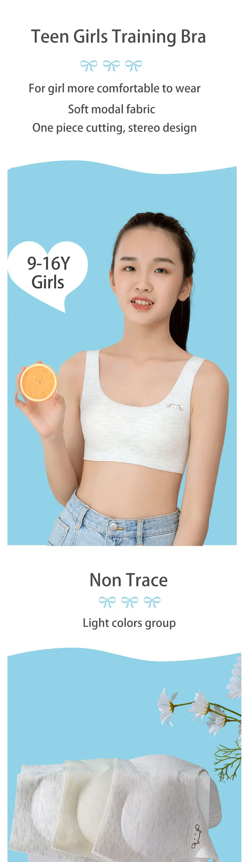 Wholesale Children Kids Bra Girl Underwear Modal Melange Breathable ...