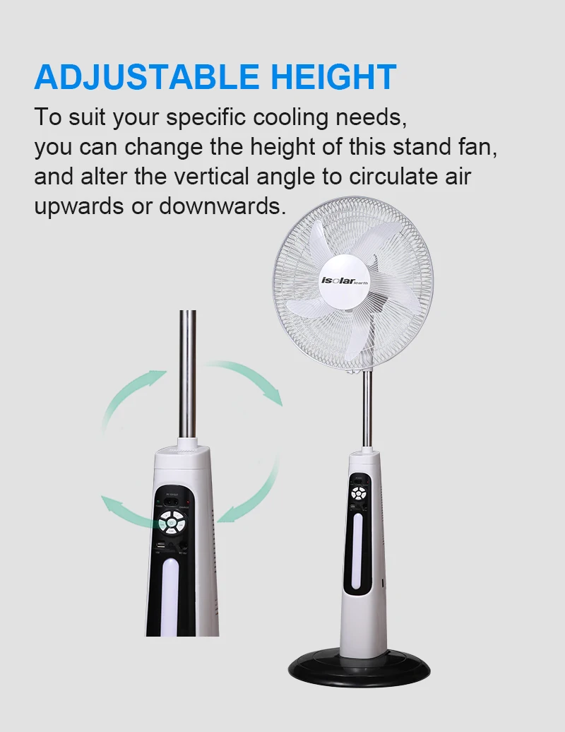 16 Inch Rechargeable Stand Fan with LED - Portable Cooling