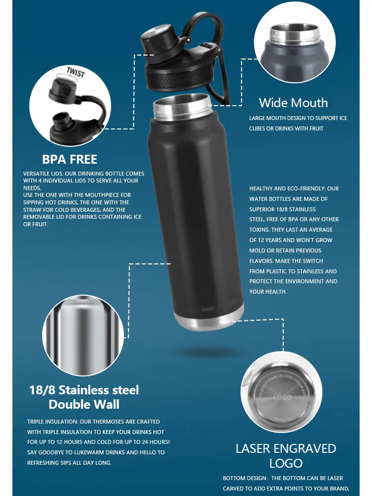 2024 New Stainless Steel Custom Thermos Vacuum Water Flasks - Buy ...