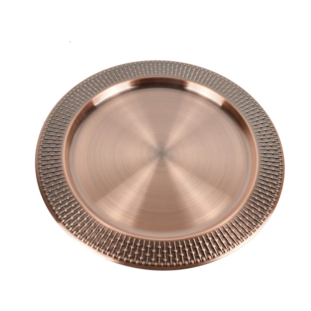 12inch Copper Charger Plate For Wedding Stainless Steel Serving Tray ...