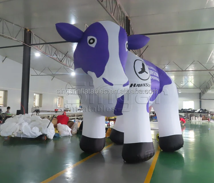Purple Life Size Giant Inflatable Cow Model for Advertising