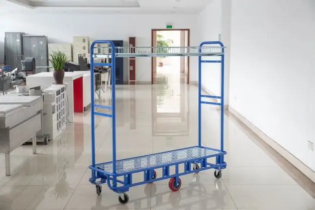 Warehouse Storage Cart Steel Trolley Roll Container 6 Wheels Platform ...
