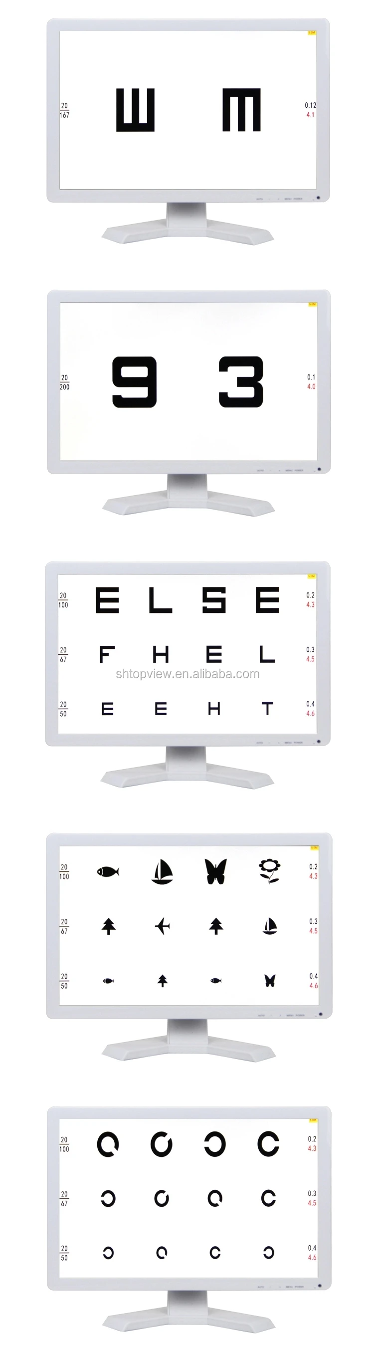 SHTOPVIEW VISUAL ACUITY CHART PROJECTOR VC-3 19" LCD MONITOR WITH ...