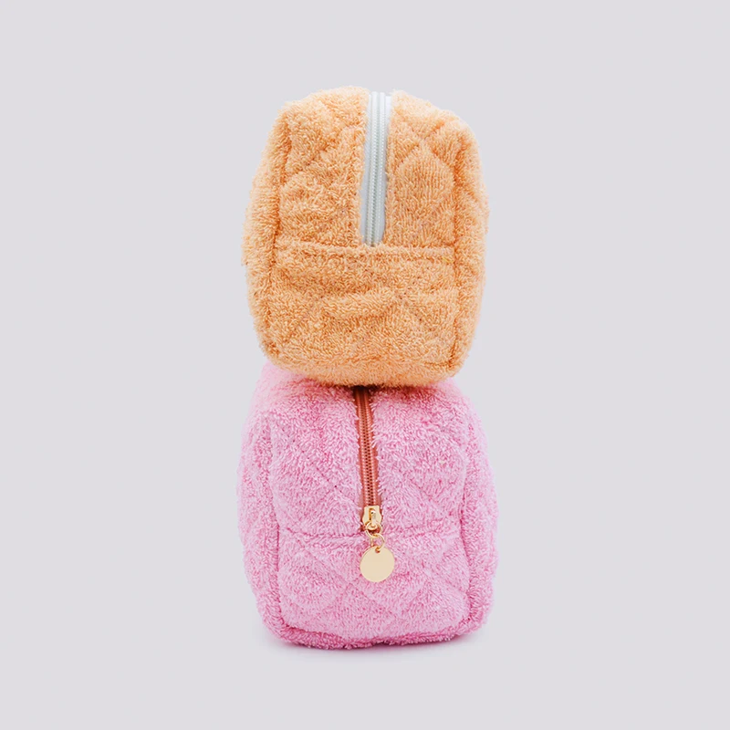 Wholesale Custom Colors Terry Cloth Make up Bag Quilted Towel Cosmetic ...