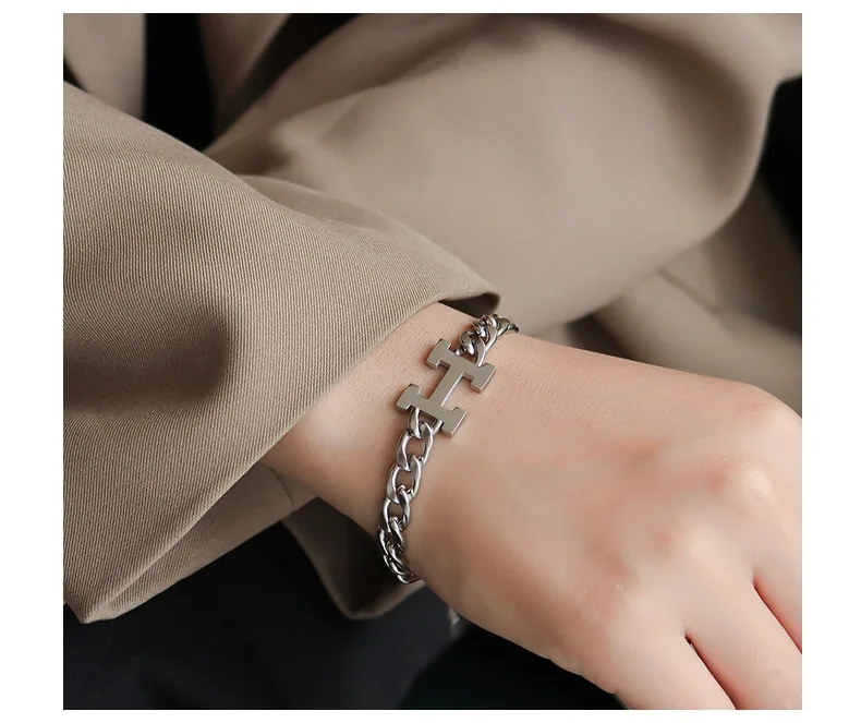 Fashion 18k Gold Plated Thick Chain Bracelet Bangle Jewelry Letter H ...