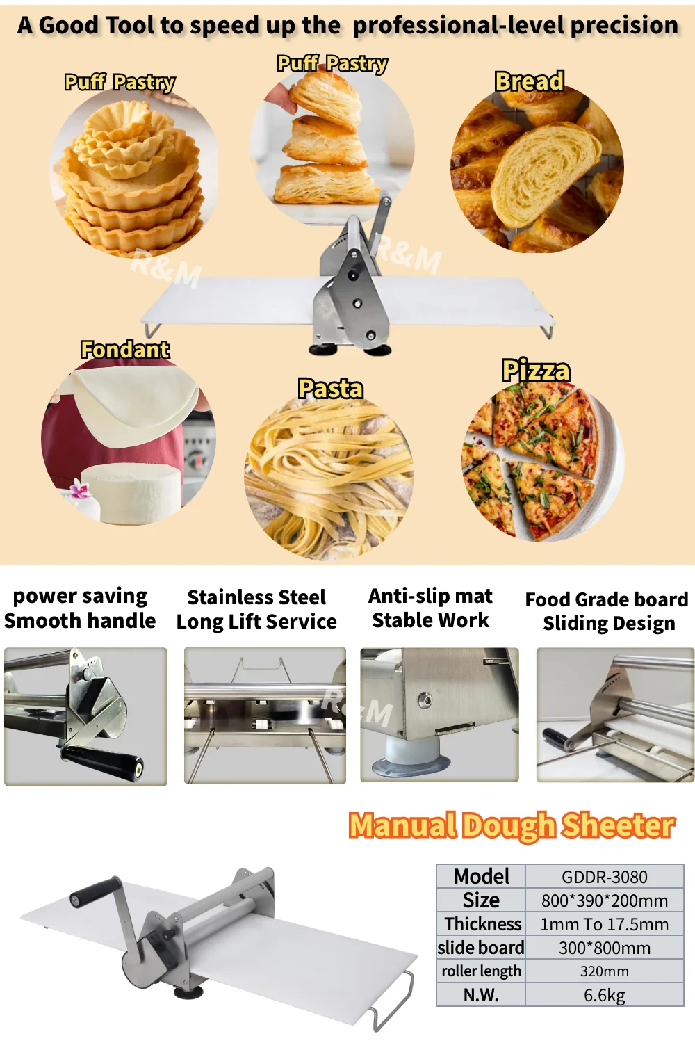 Bakery Mini Tabletop Croissant Dough Sheeter Roller Machine for Home ...