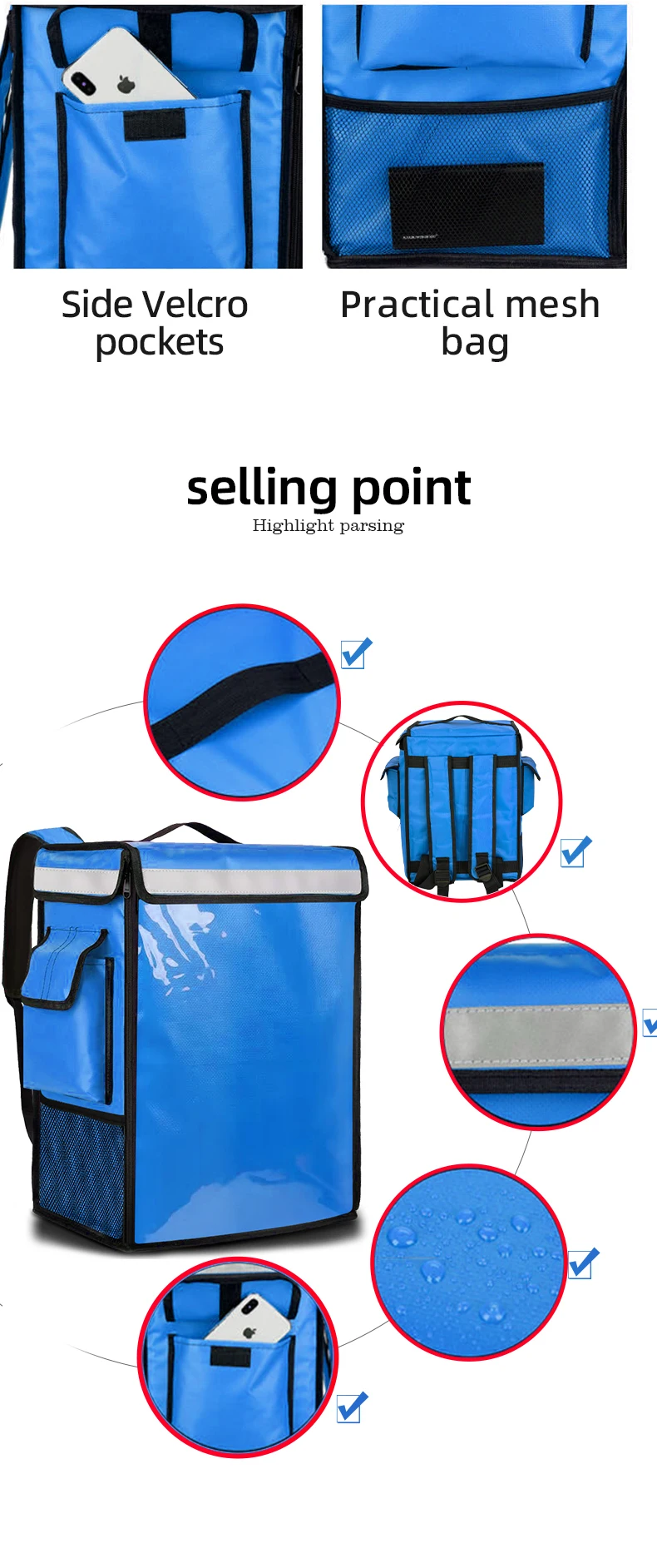 Large Cooler Bag Food Delivery Fresh Keeping Bag Thermal Insulated Ice ...