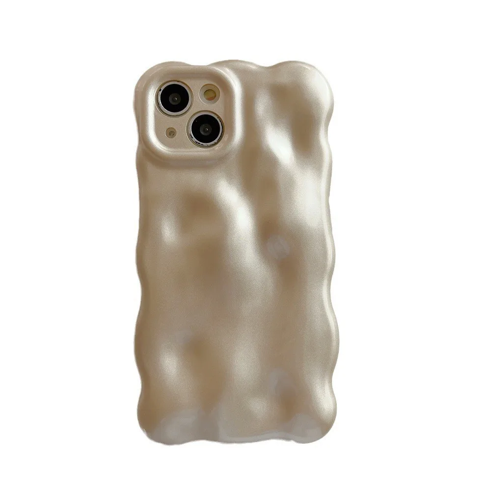Wavy Edge Pearl Glitter Finish Bubbles Champagne Gold 3d Pearl Phone ...