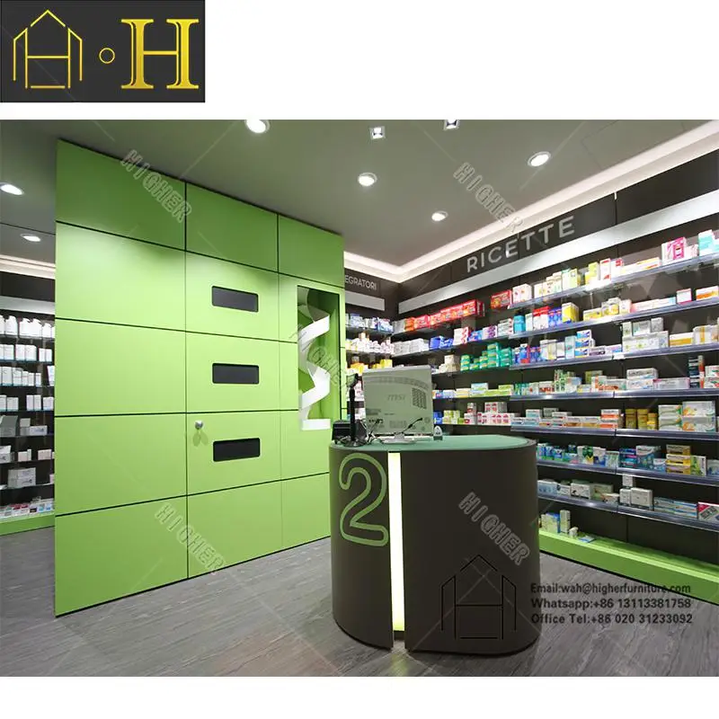 Customized Medical Shelves Store Interior Display Racks Hospital ...