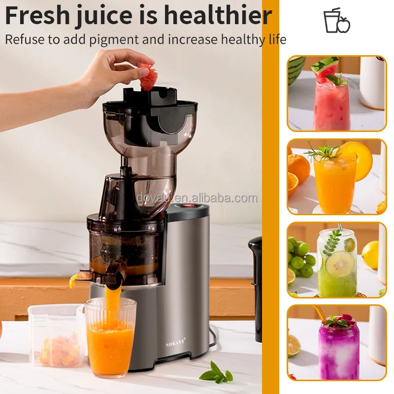 Sokany Sk-27 German Motor Technology New Large Mouth Slow Juicer Fruit Low Speed Juice Extractor ...