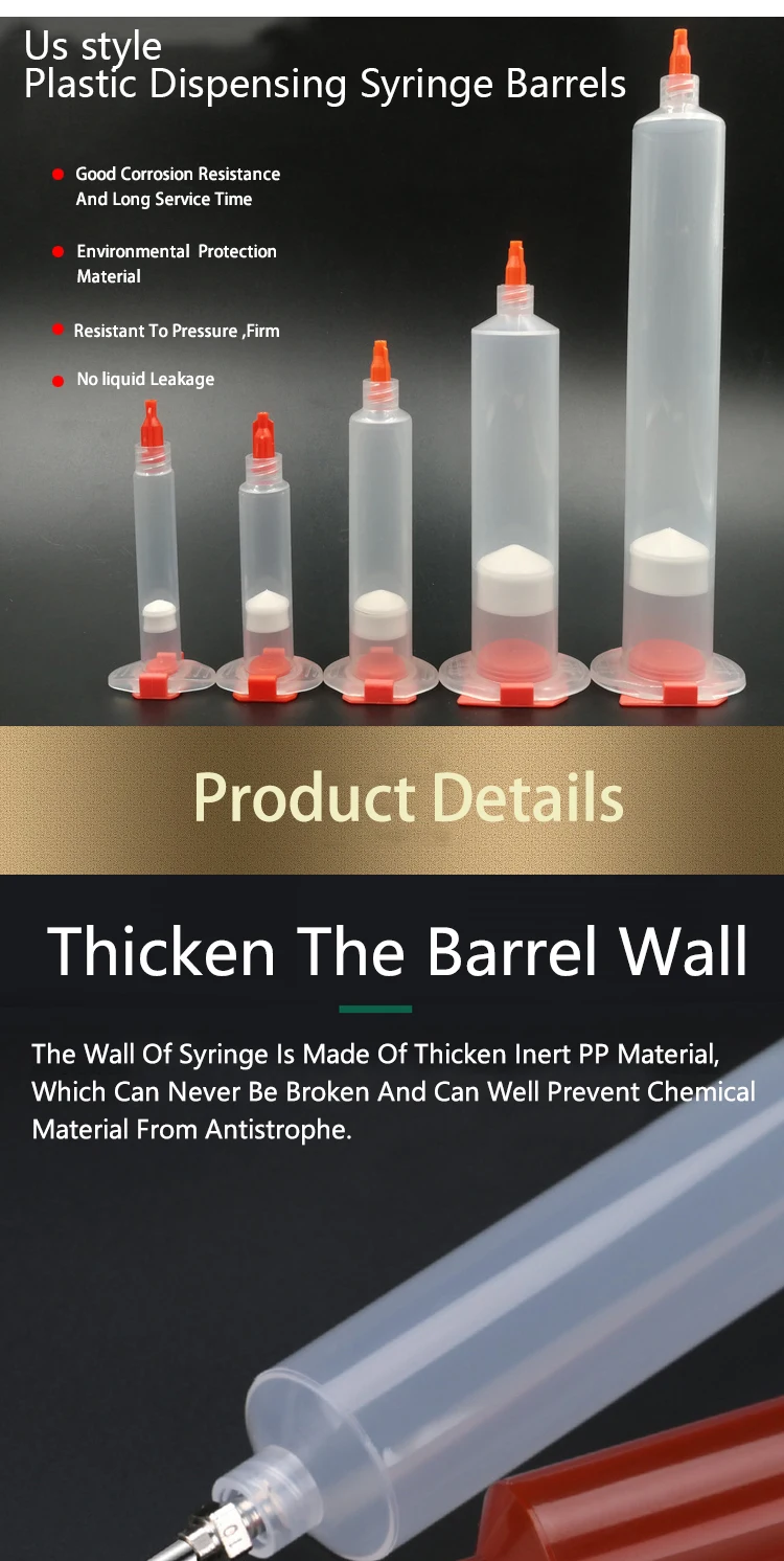 US Style 3cc/5cc/10cc/30cc/55cc Pneumatic Clear Dispensing Barrel Glue ...