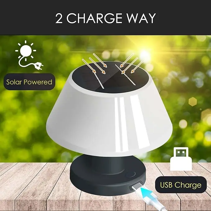 Led Solar Table Lamp With Solar Panel Usb Rechargeable Indoor Desk Bar ...