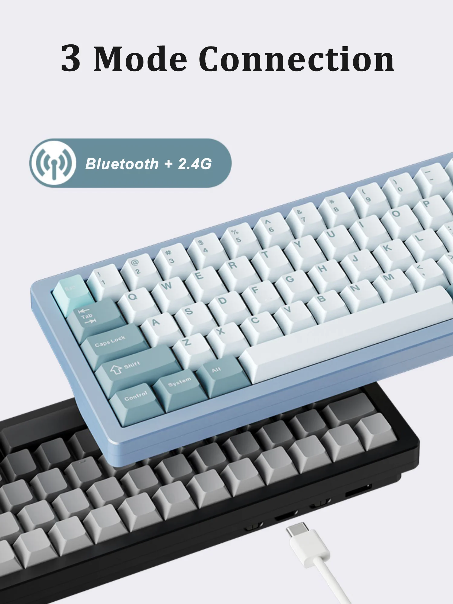 A66 Knob DIY 3 Mode BT Wireless RGB Mechanical Keyboard Kit