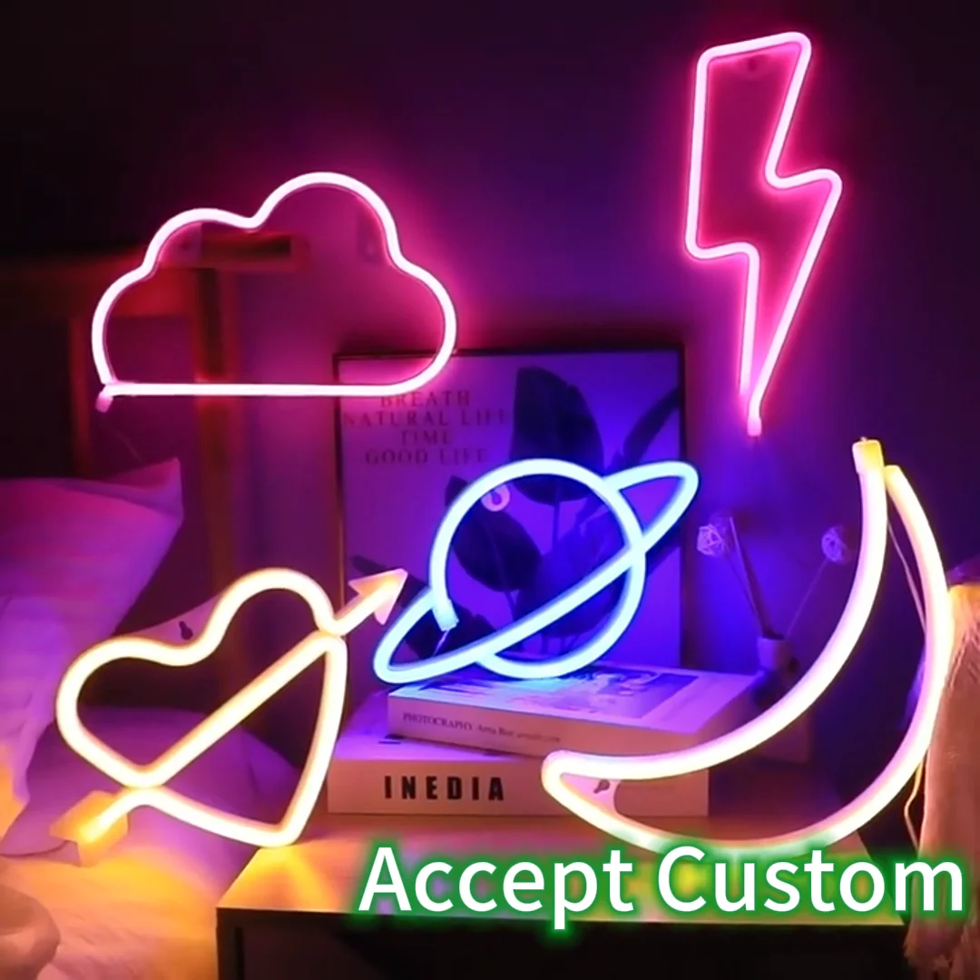 Cloud Moon Brightness Adjustable Led Neon Light Sign For Wall Decor ...