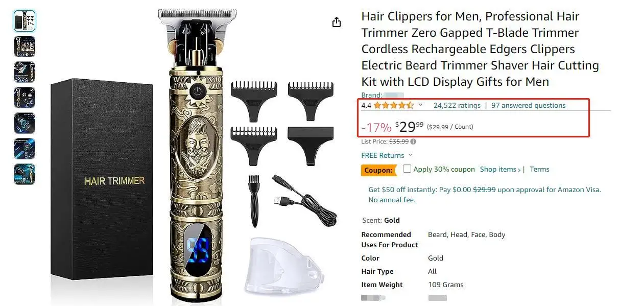 Resuxi JM-700AL Professional Cordless Hair Trimmer for Men – USB Fast ...