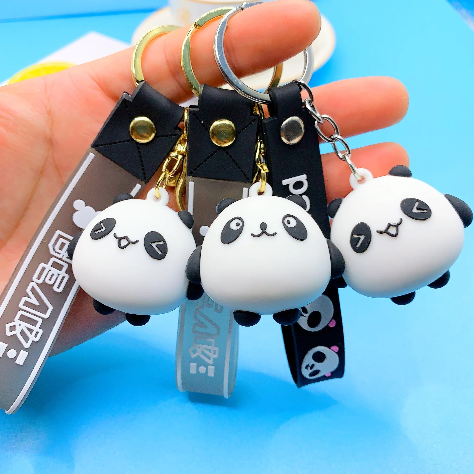 Promotional Personality Mini Soft Pvc Kawaii Cute Panda 3d Keychains ...