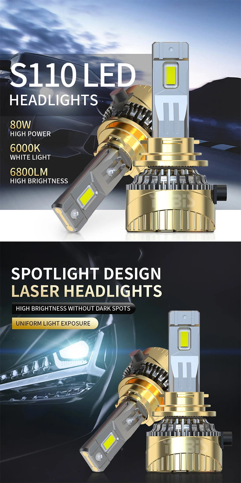 Yobis LED Headlight Bulbs - Bright, Efficient, and Durable