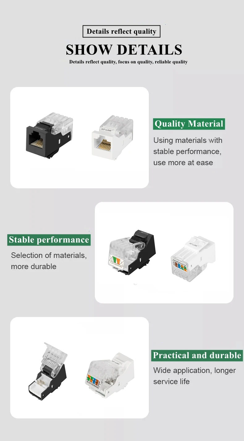 Netlink Cat6 Cat.6 Rj45 Kron Idc Connector Socket 8p8c Keystone Jack Wall Mount Module For ...