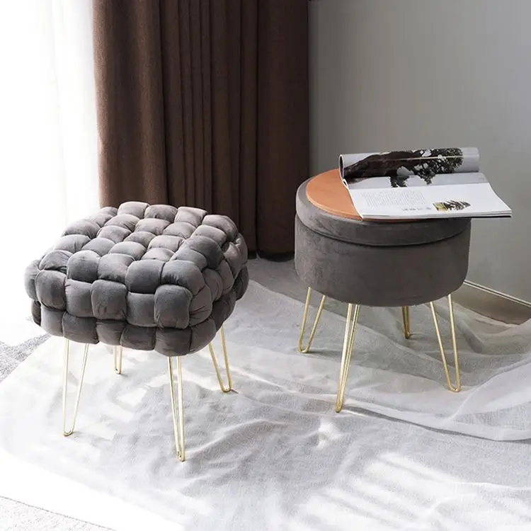 Modern Luxury Elegant Nordic Foot Stool Sofa Gold Stainless Steel Legs ...