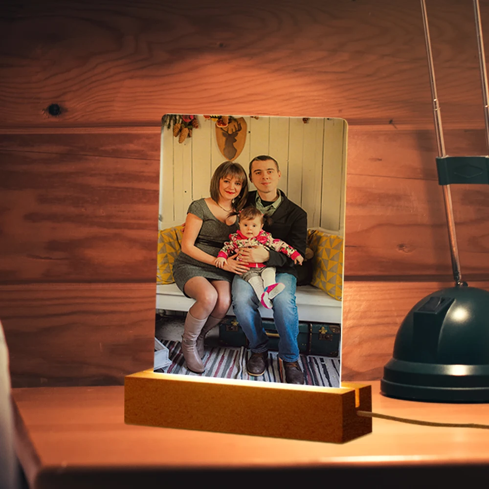 Personalized 3D LED Photo Frame with Wooden Stand - Custom Sublimation ...