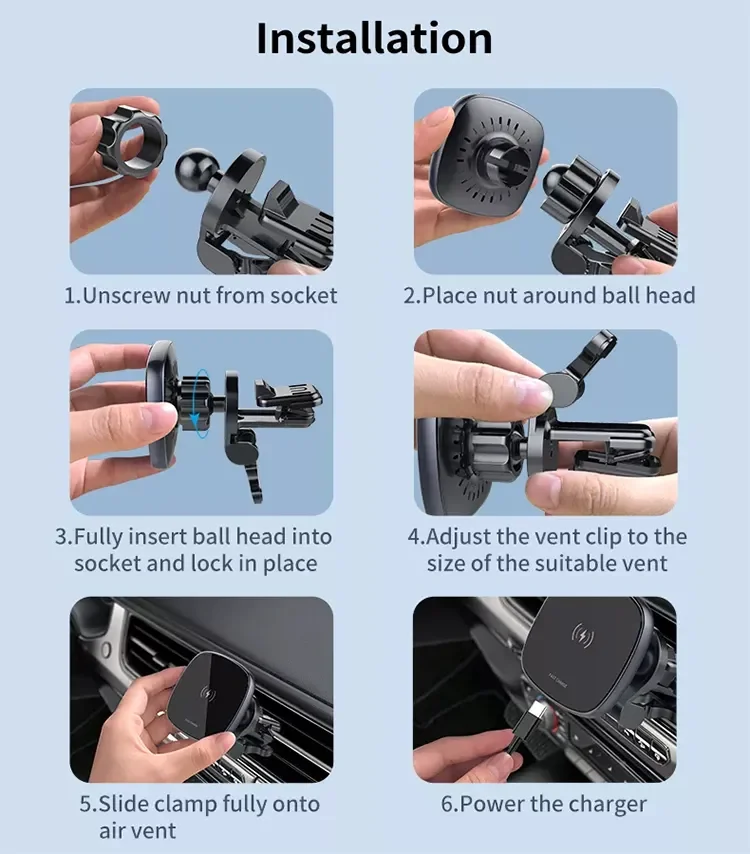 W26 15W Smart Magnetics Car Air Outlet Bracket Mobile Phone Holder