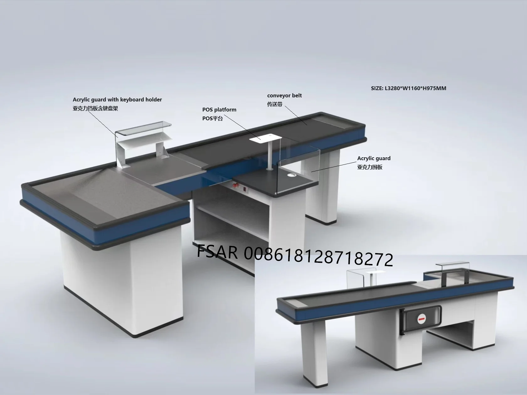 Efficient Supermarket Checkout Counter with Built-in Scanner