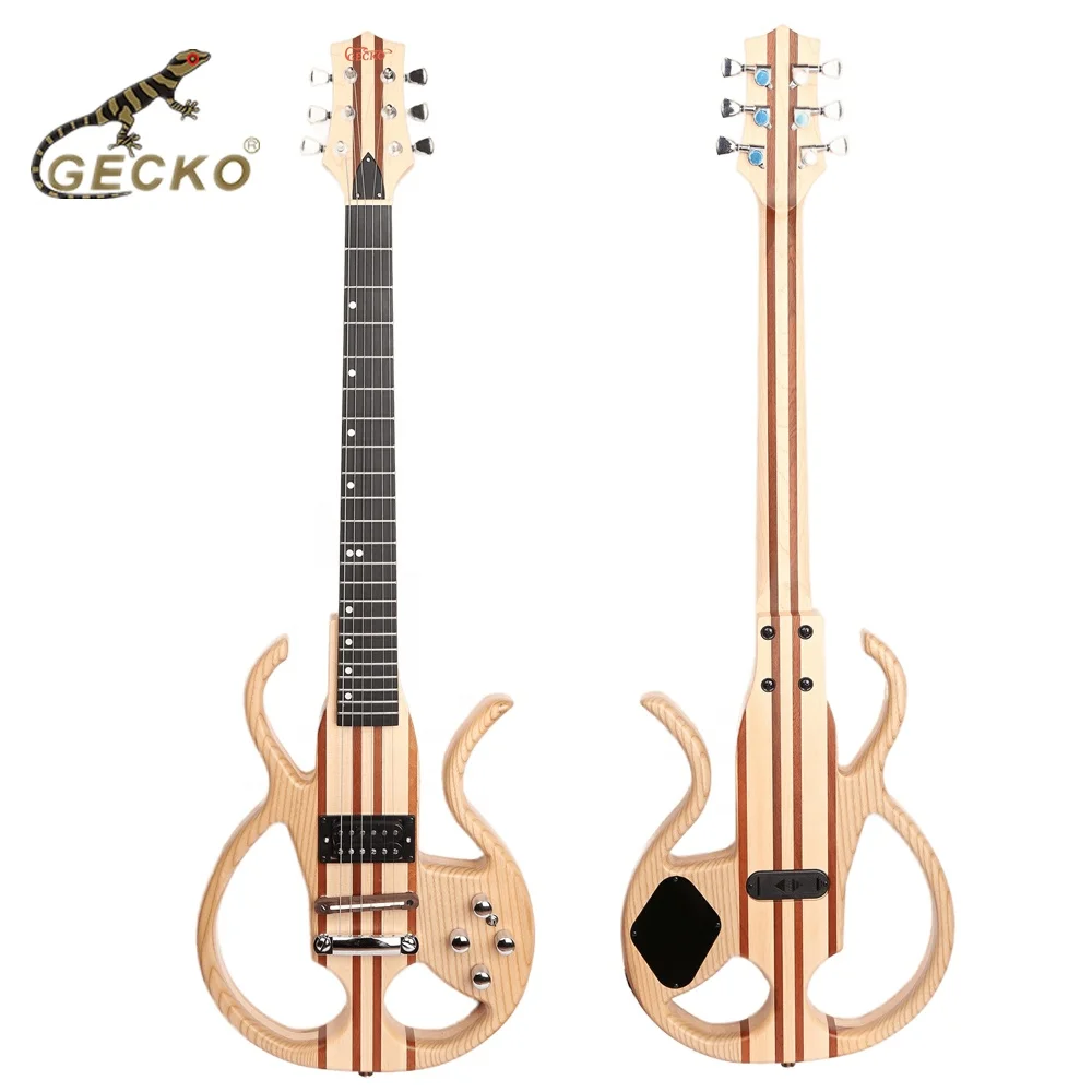 GECKO Hollow Body Electric Guitar - Natural Mahogany, Neck-Thru, Built ...