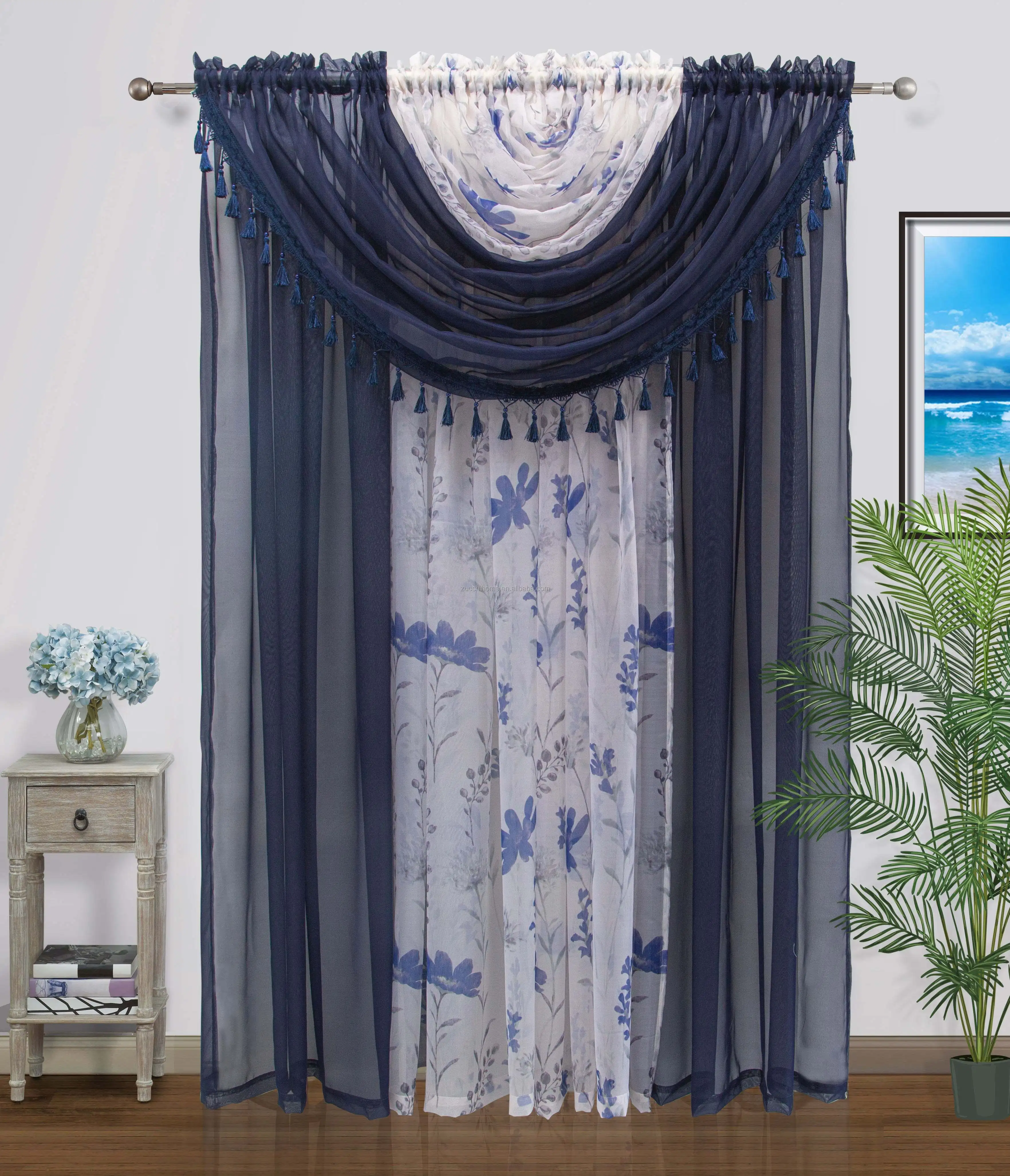 Print Blackout Wholesale Valance Curtains - Embroidered Tulle Sheer ...