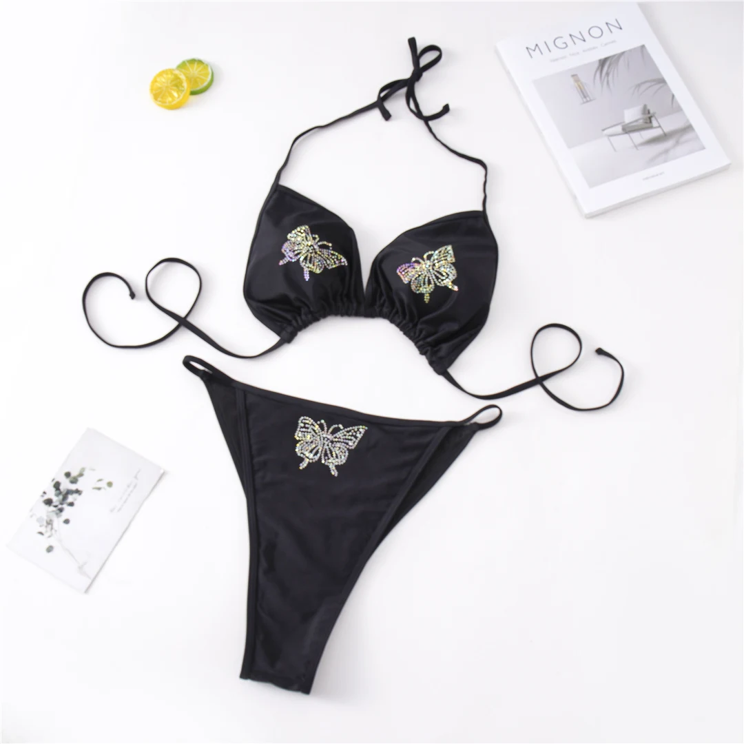 0xl-4xl Applique Butterfly Large Size Swimwear Plus Size Women Black ...