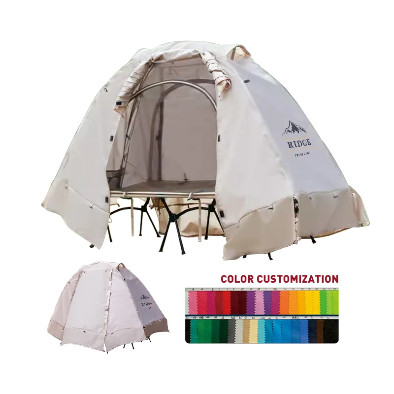 Outdoor off-ground tent single folding aluminum poles double layer ...