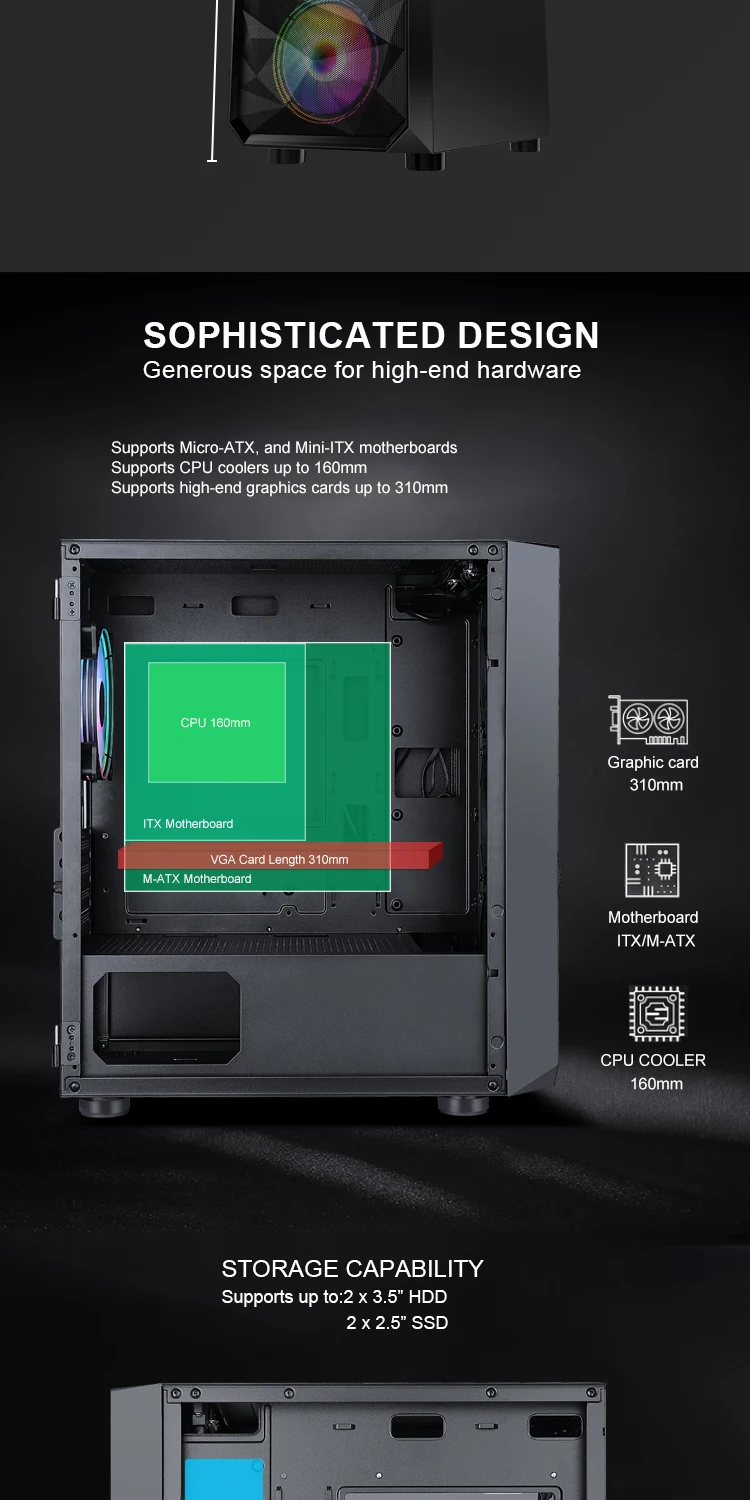 Pc Gaming Fashion Style Metal Mesh Front Panel Glass Side Panel Micro ...