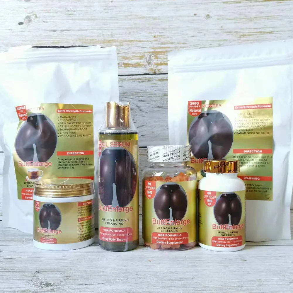 Hip Up Butt Enlargement Pills Gummies Oil Cream Black Maca Root Capsule ...