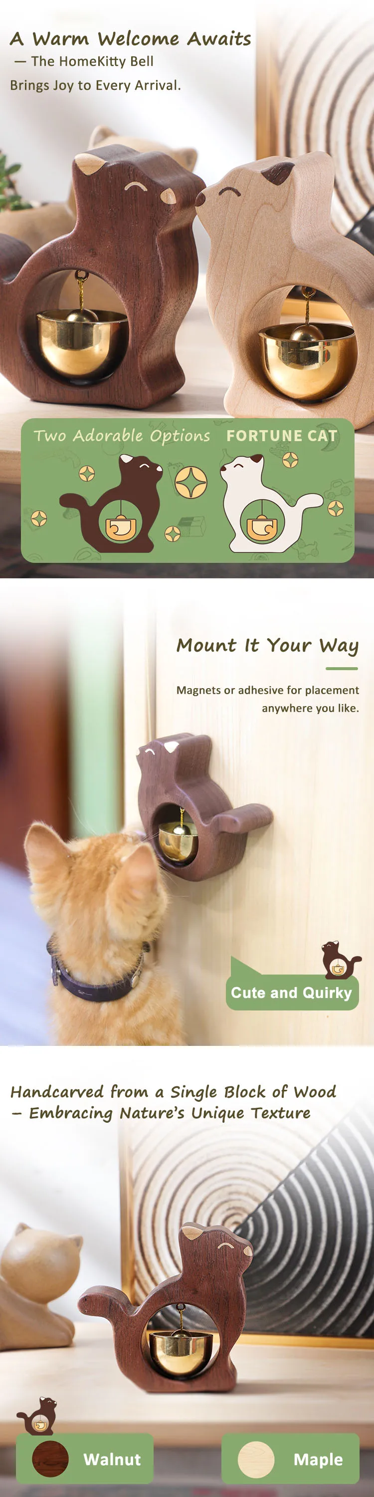 Creative Christmas Kitty Doorbell - Eco-Friendly Wood Craft