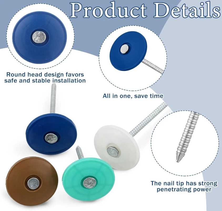 Plastic Cap Nails With Ring Shank 3/4'' Plastic Cap Nail Zinc ...