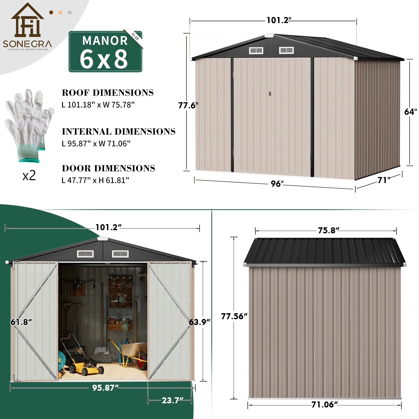 Mochen 6x8ft Eco-friendly Outdoor Metal Storage Shed Durable Garden Roofed Tool Shed - Buy Metal ...