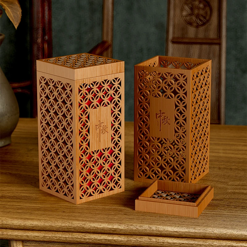 Wood Carving Box Hollow Display Candle Packaging Boxes Custom Luxury ...