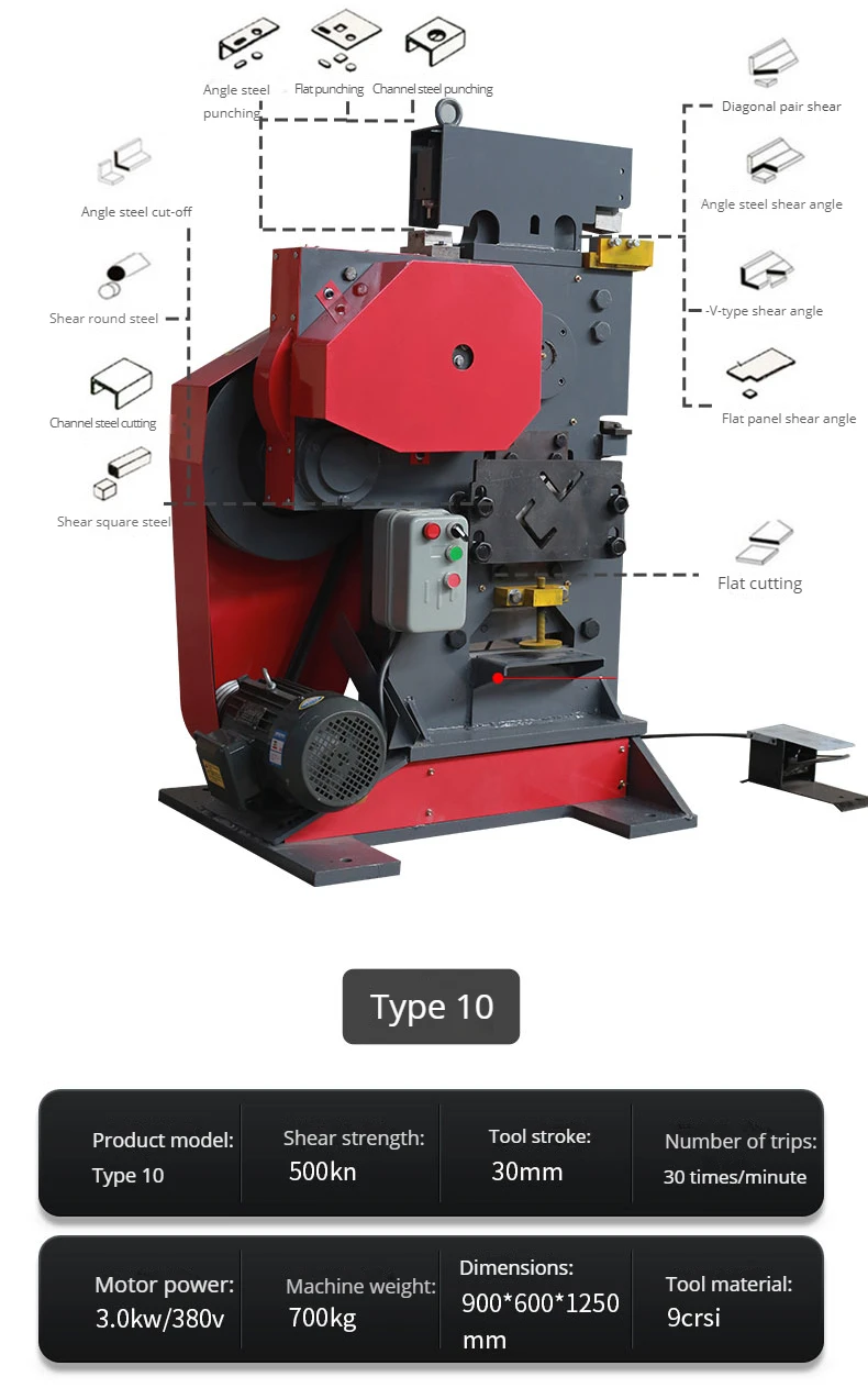 Small Mechanical Sheet Metal Steel Ironworker For Punching Shearing And ...
