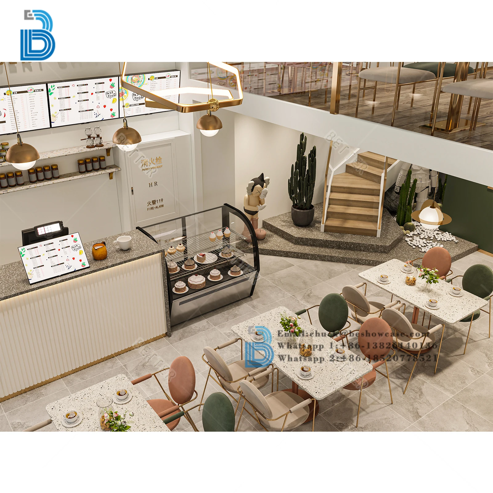Wooden Bakery Shop Counter Design Customized Glass Showcase Display ...