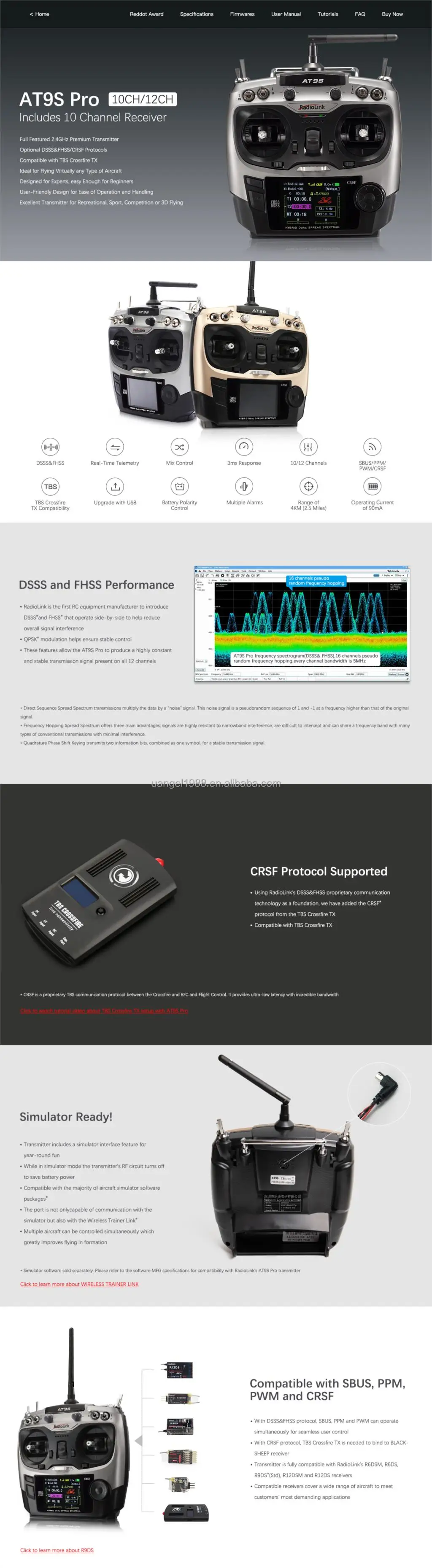 Radiolink At9s Pro Tx 10/12ch Rc Radio Controller Rc Transmitter With ...