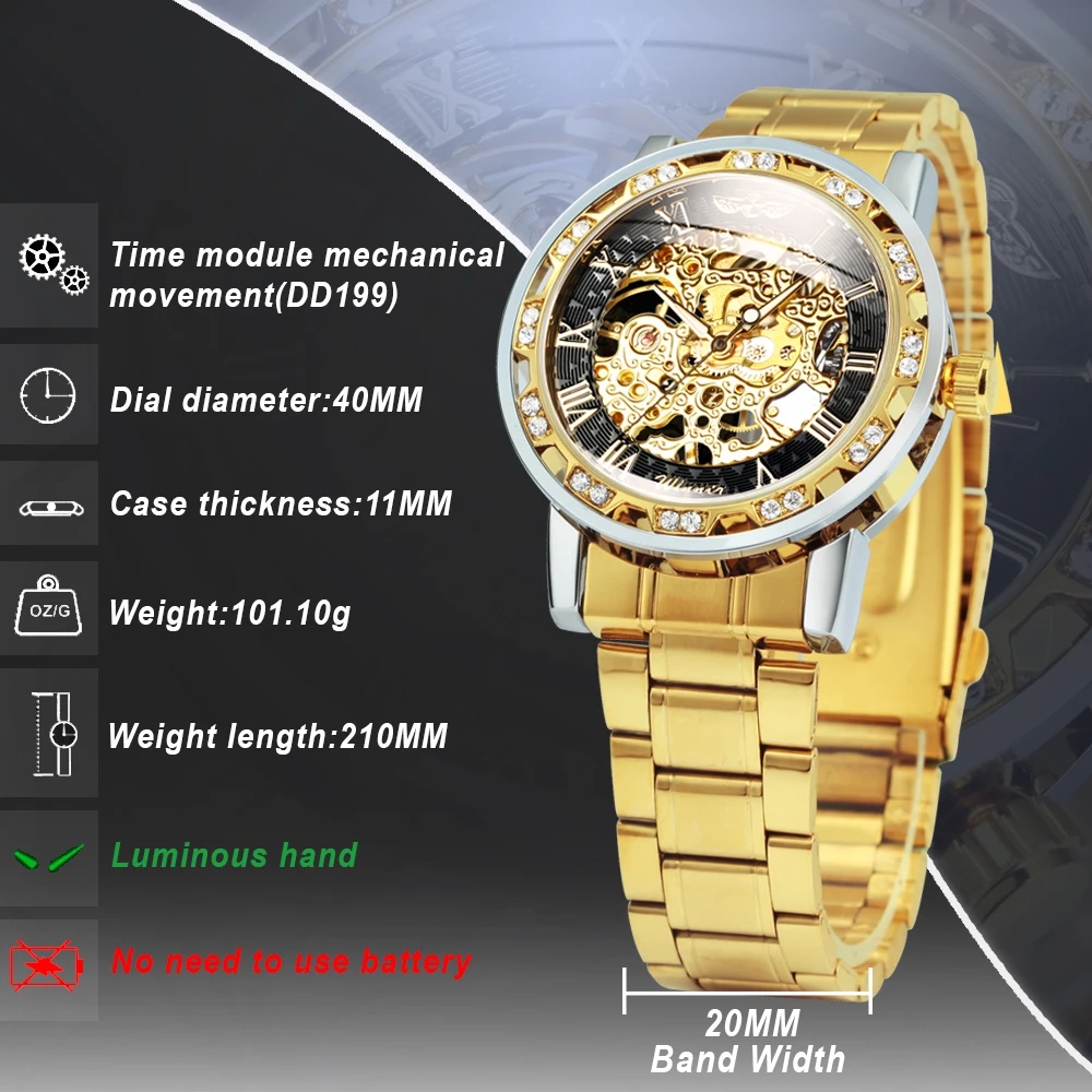 Mechanical Hand Wind Transparent Skeleton Mechanical Watch For Men ...