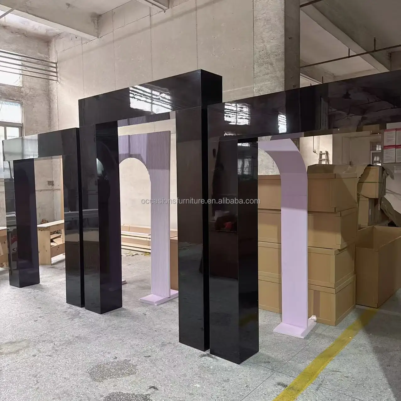 PVC Indian Wedding Gazebo Arches Backdrops with Black Acrylic Mirror ...