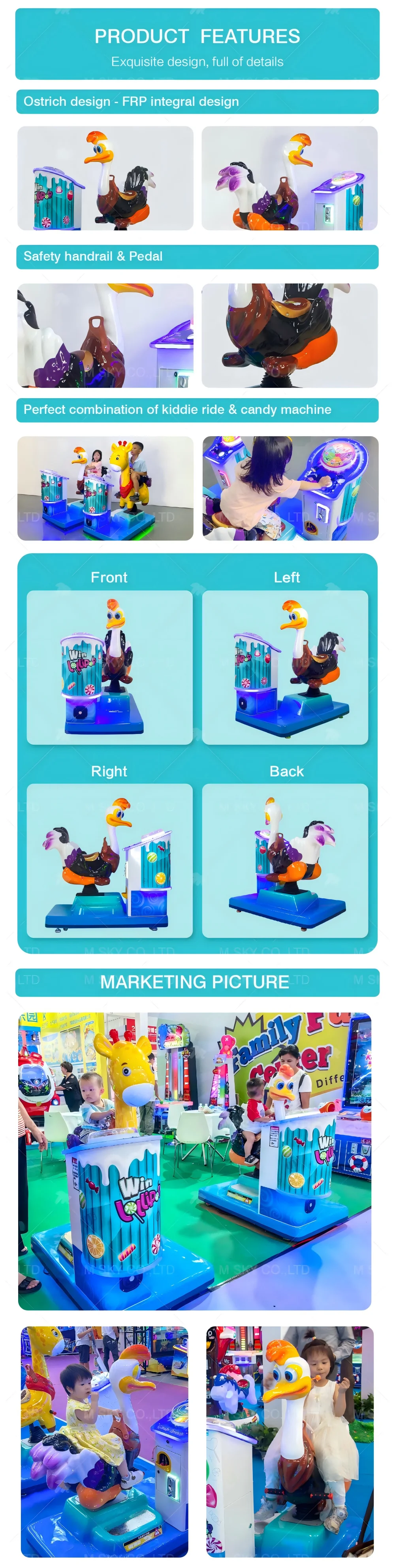 Lollipop Kids Fiberglass Swing Animals Rides - Fun & Education