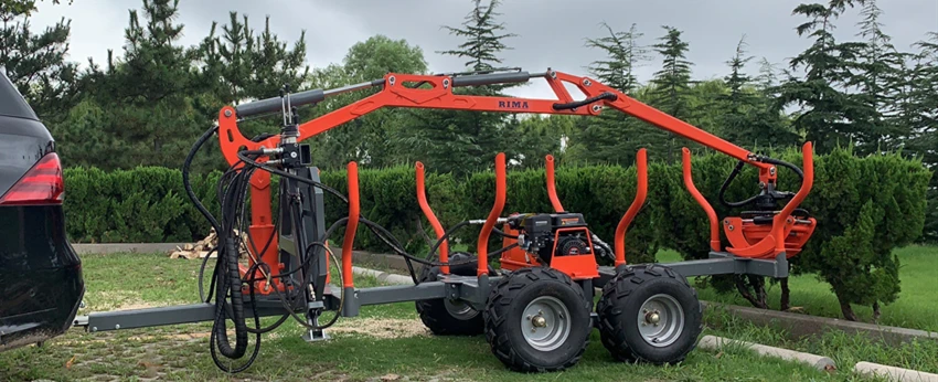 Rima Hydraulic Farm ATV Tractor Timber Trailer with Crane Grapple ...