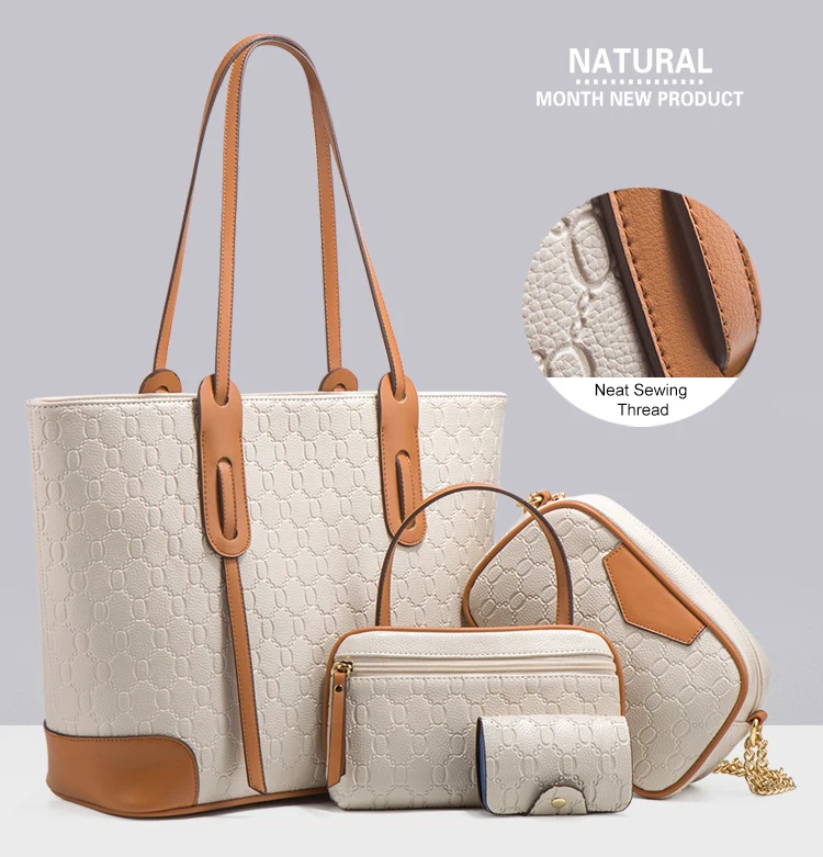 Luxury Stylish 4 Pieces Set PU Handbags Set Crossbody Bags Card Wallet ...