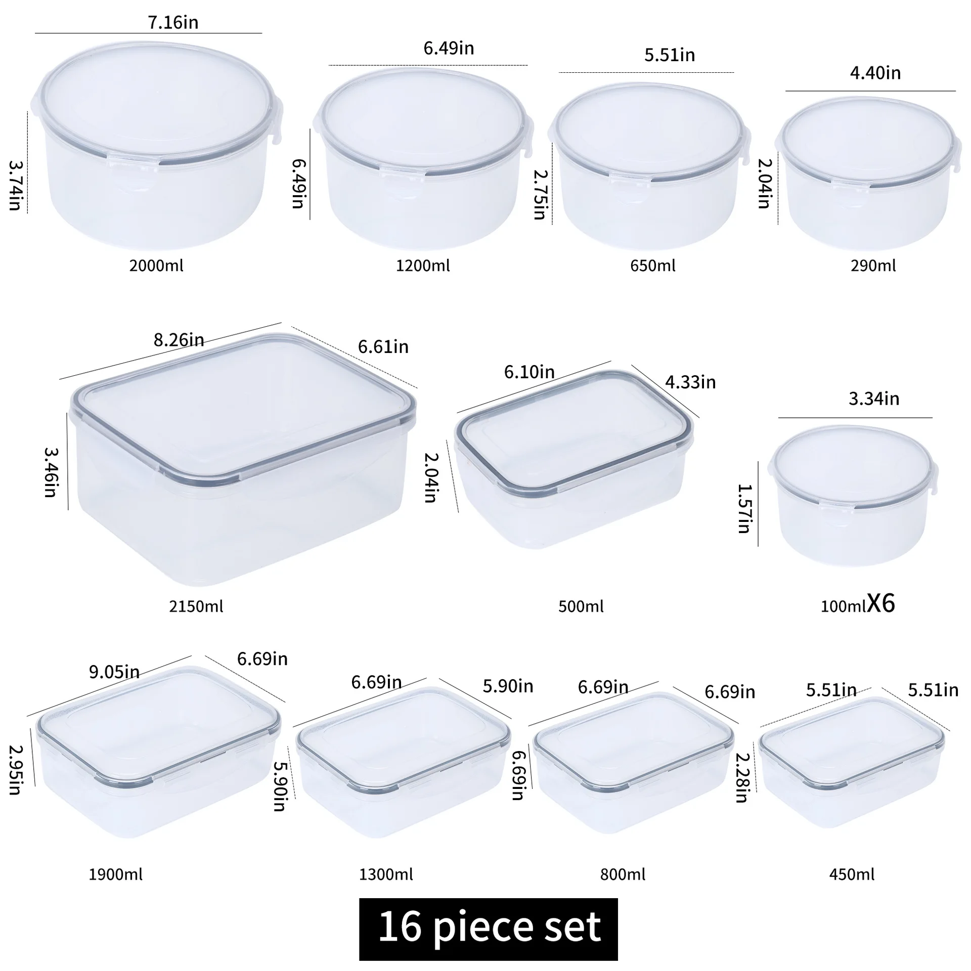 高品质销售16 Pcs套气密透明塑料保鲜盒食品储存容器 - Buy 厨房保鲜盒食品,冷冻食品储存盒冷冻柜储藏室储存容器bin和盒子带盖,可堆叠 ...
